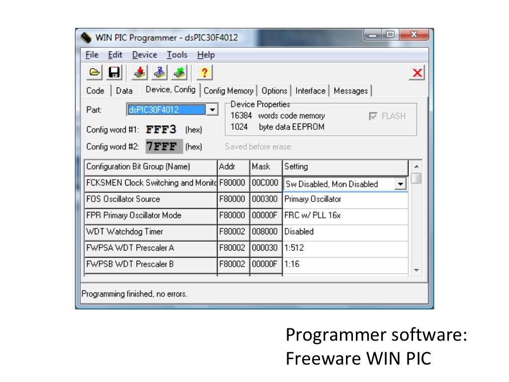 Programmer software: Freeware WIN PIC
