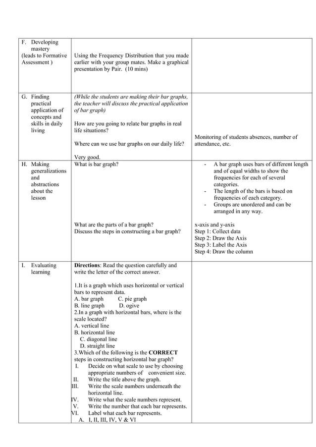 Detailed Lesson Plan on Graphs Grade 7 Math | DOCX