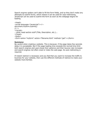 Auto redirect, what is it and how it can be | DOC