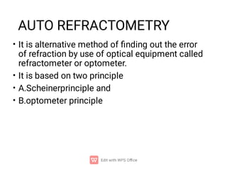 AUTO REFRACTOME- basic review formulaes and recent advances | PPT