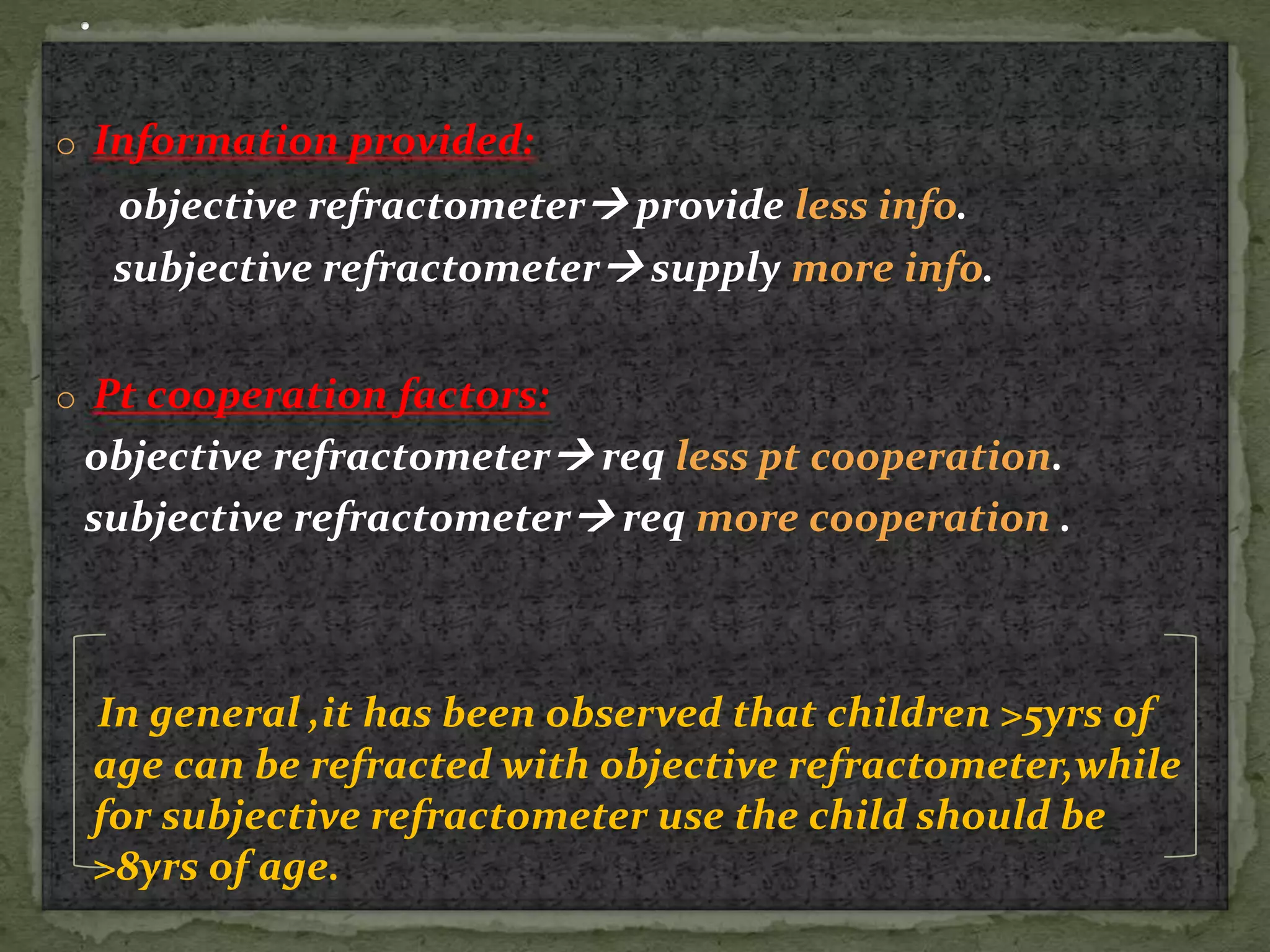 Autorefractometry: principle and procedure. | PPTX