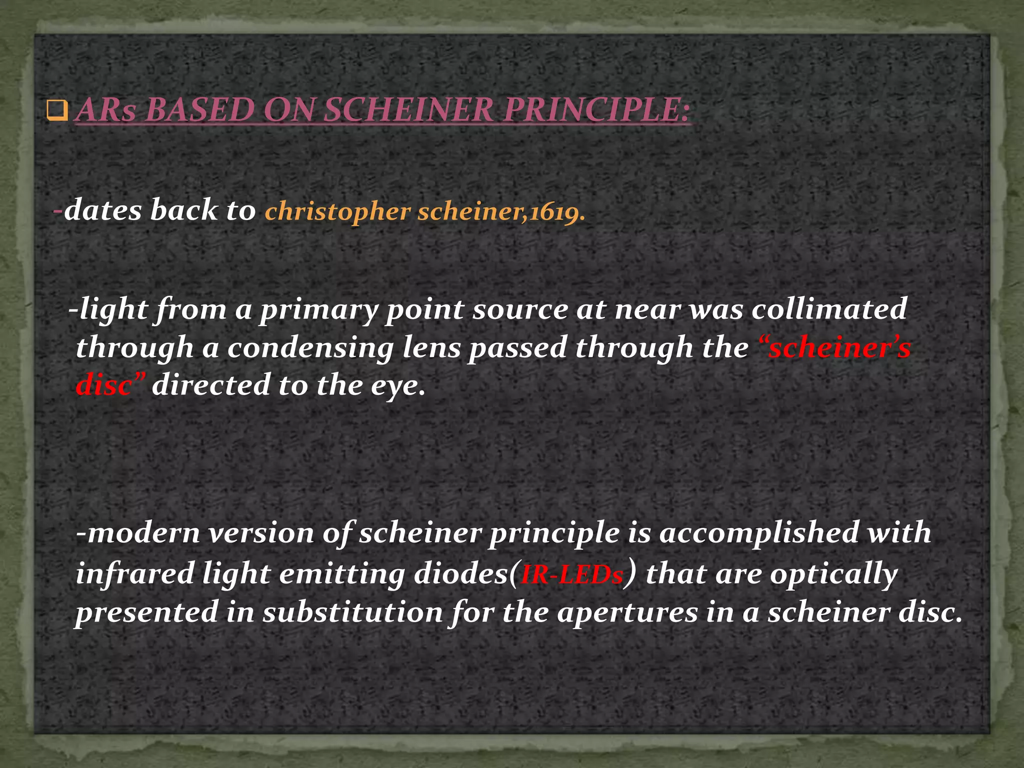 Autorefractometry: principle and procedure. | PPTX