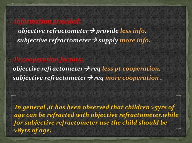 Autorefractometry: principle and procedure. | PPTX