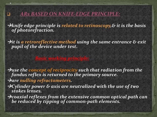 Autorefractometry: principle and procedure. | PPTX