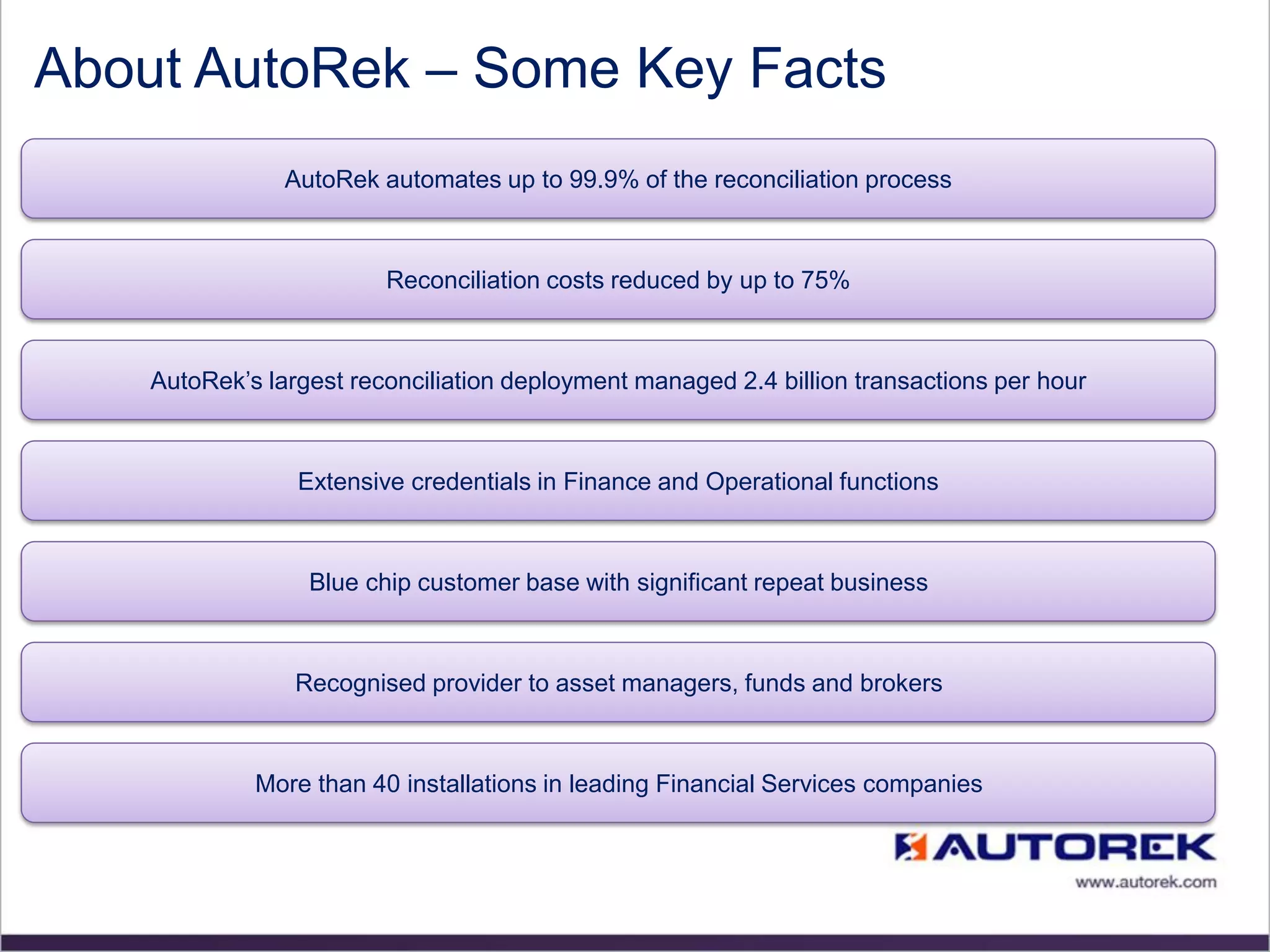 AutoRek - Automated Reconciliation and Exception Management | PDF