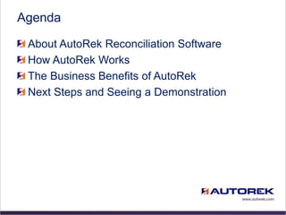 AutoRek - Automated Reconciliation and Exception Management | PDF