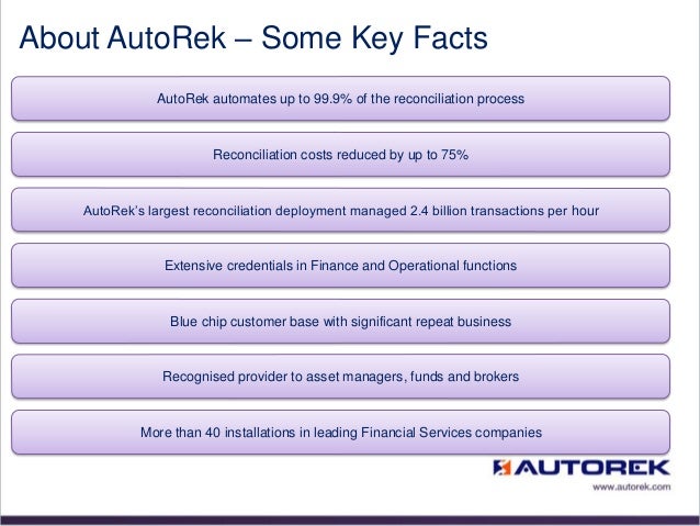 AutoRek - Automated Reconciliation and Exception Management AutoRek - Automated Reconciliation and Exception Management