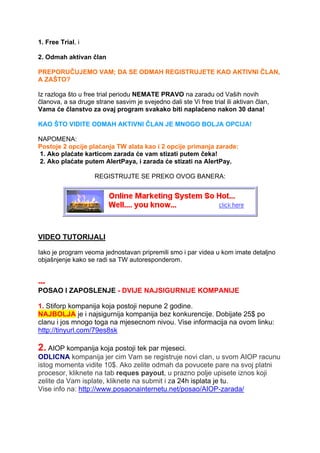 Autoresponder - Sta je Autoresponder - to je kljuc za moj uspjeh i moj posao na internetu | PDF