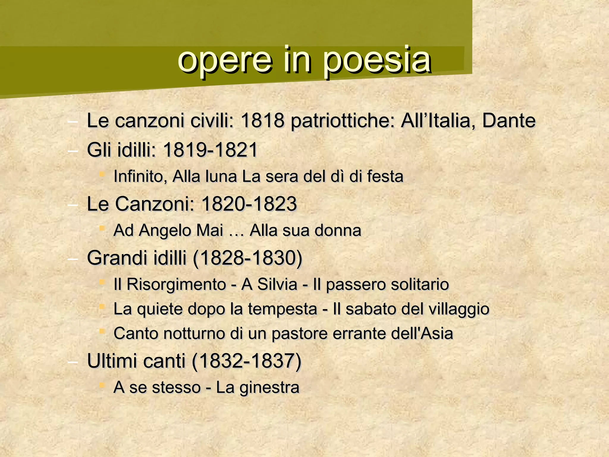 Giacomo Leopardi - Autori italiani 1800 | PPT
