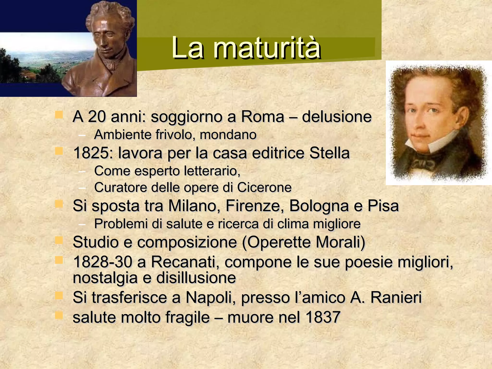 Giacomo Leopardi - Autori italiani 1800 | PPT