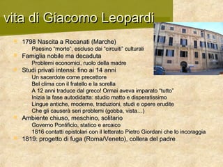 Giacomo Leopardi - Autori italiani 1800 | PPT