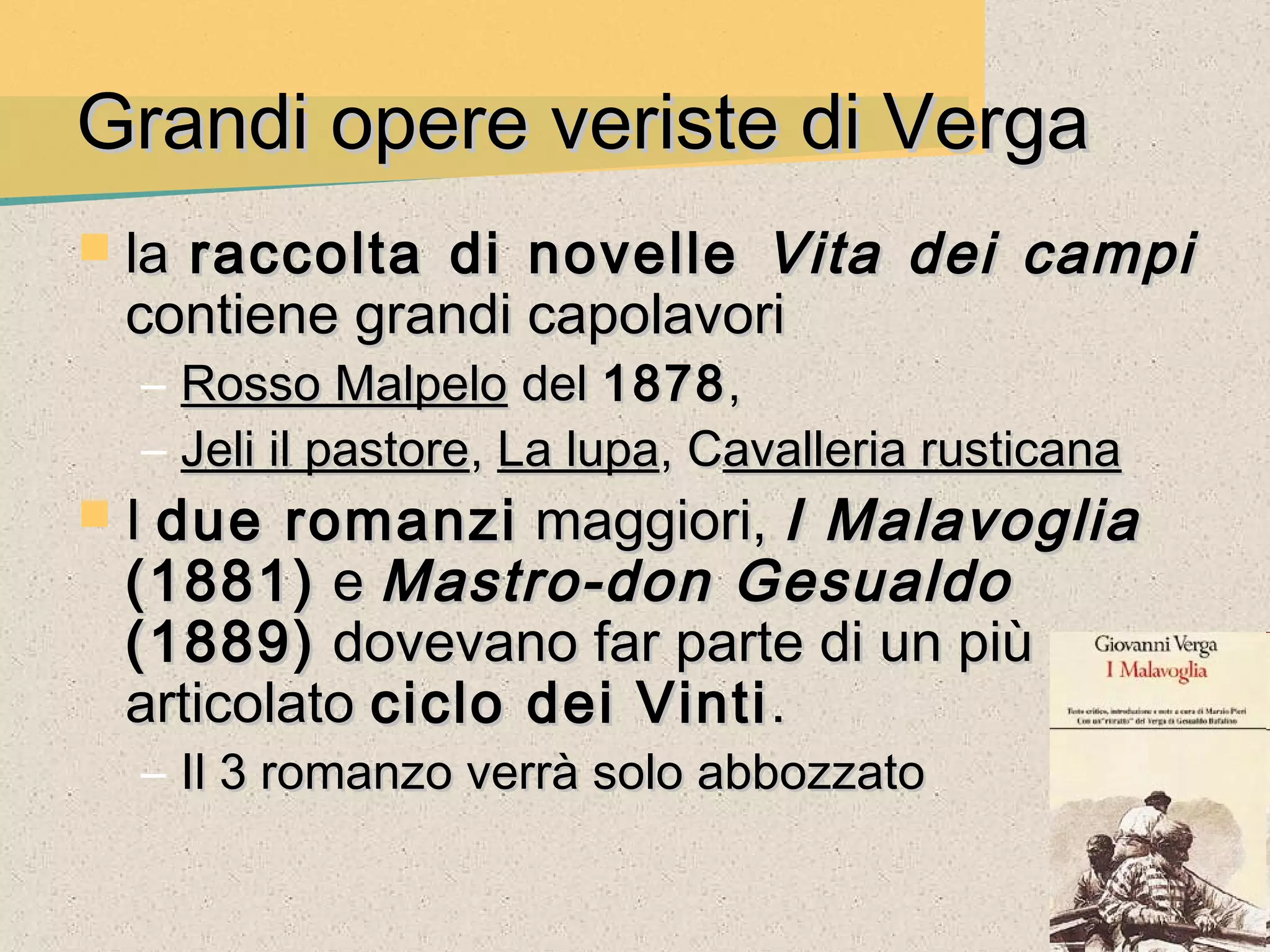 Giovanni Verga, vita e opere | PPT