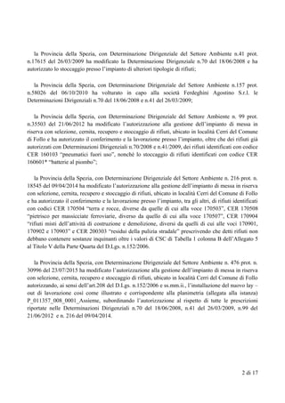 Autorizzazione 2016 impianto trattamento rifiuti pericolosi Follo SP | PDF