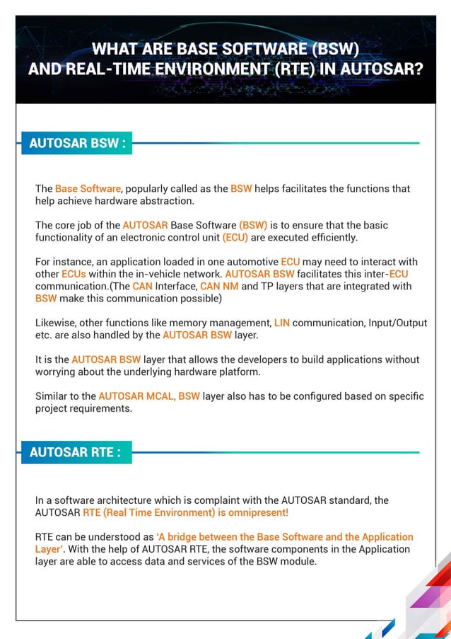 Introduction to AUTOSAR BSW (Base Software) & RTE (Real-Time ...