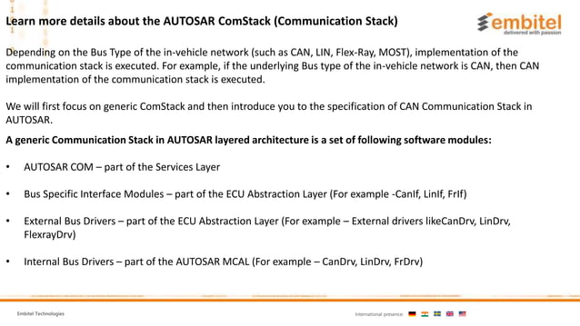 What is AUTOSAR Communiation Stack | PPTX