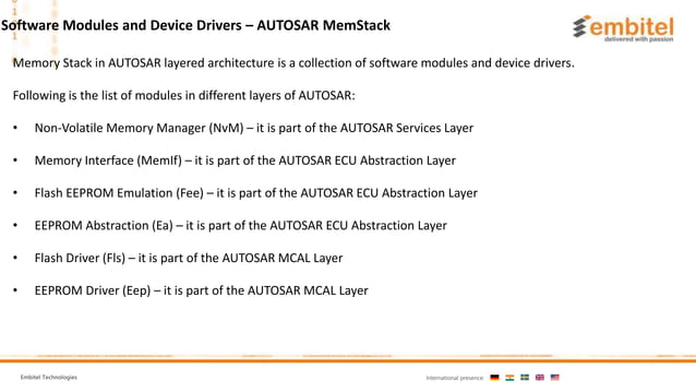 AUTOSAR Memory Stcak (MemStack). | PPTX | Data Storage and Warehousing | Computing