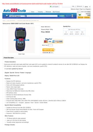 Autoscanner obdii eobd fault code reader u912 | PDF