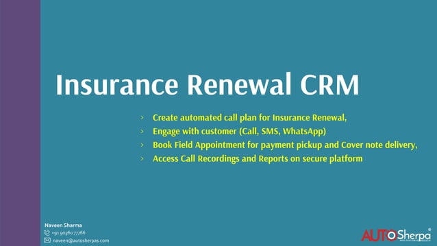 CRM for Insurance Renewals | PPT