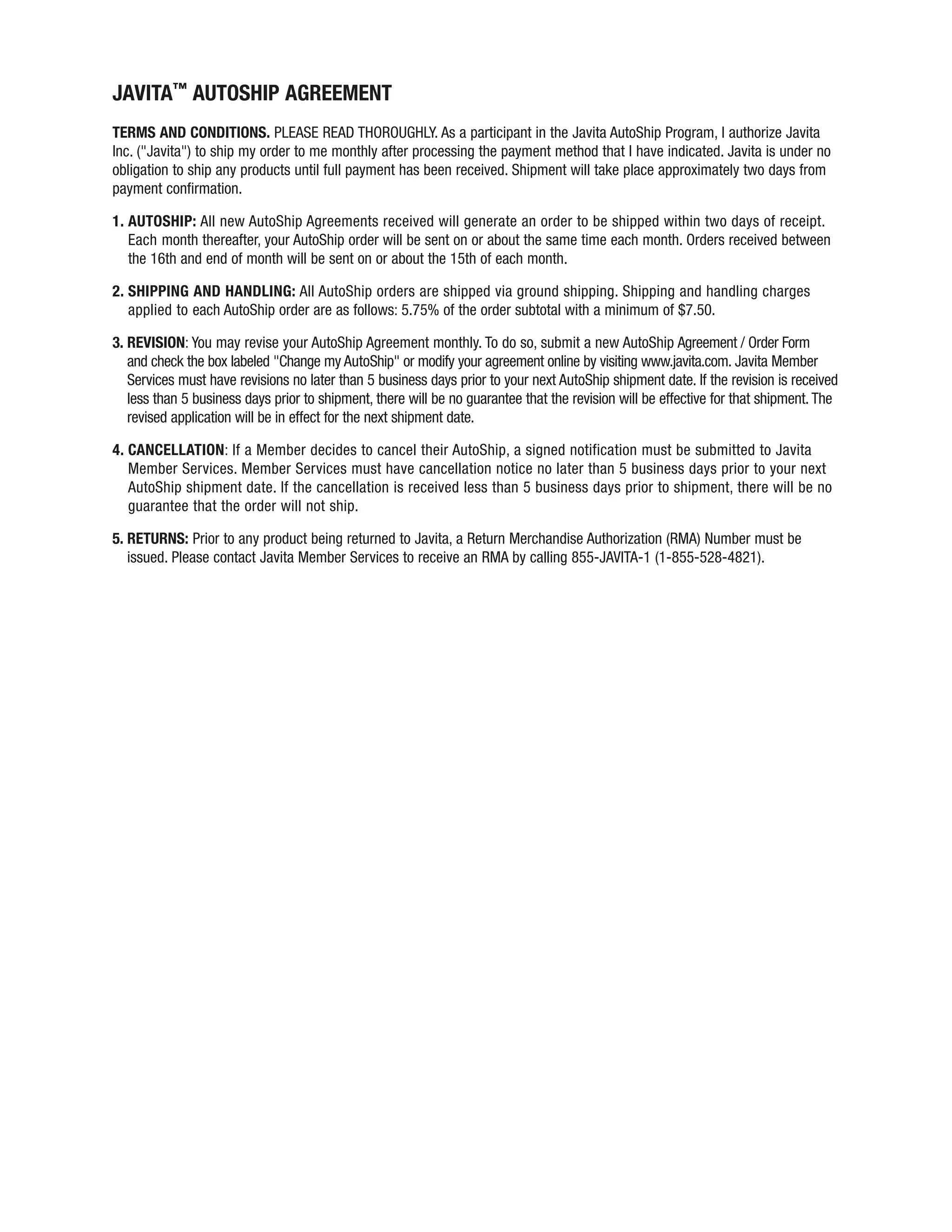 Auto ship agreement & order form | PDF