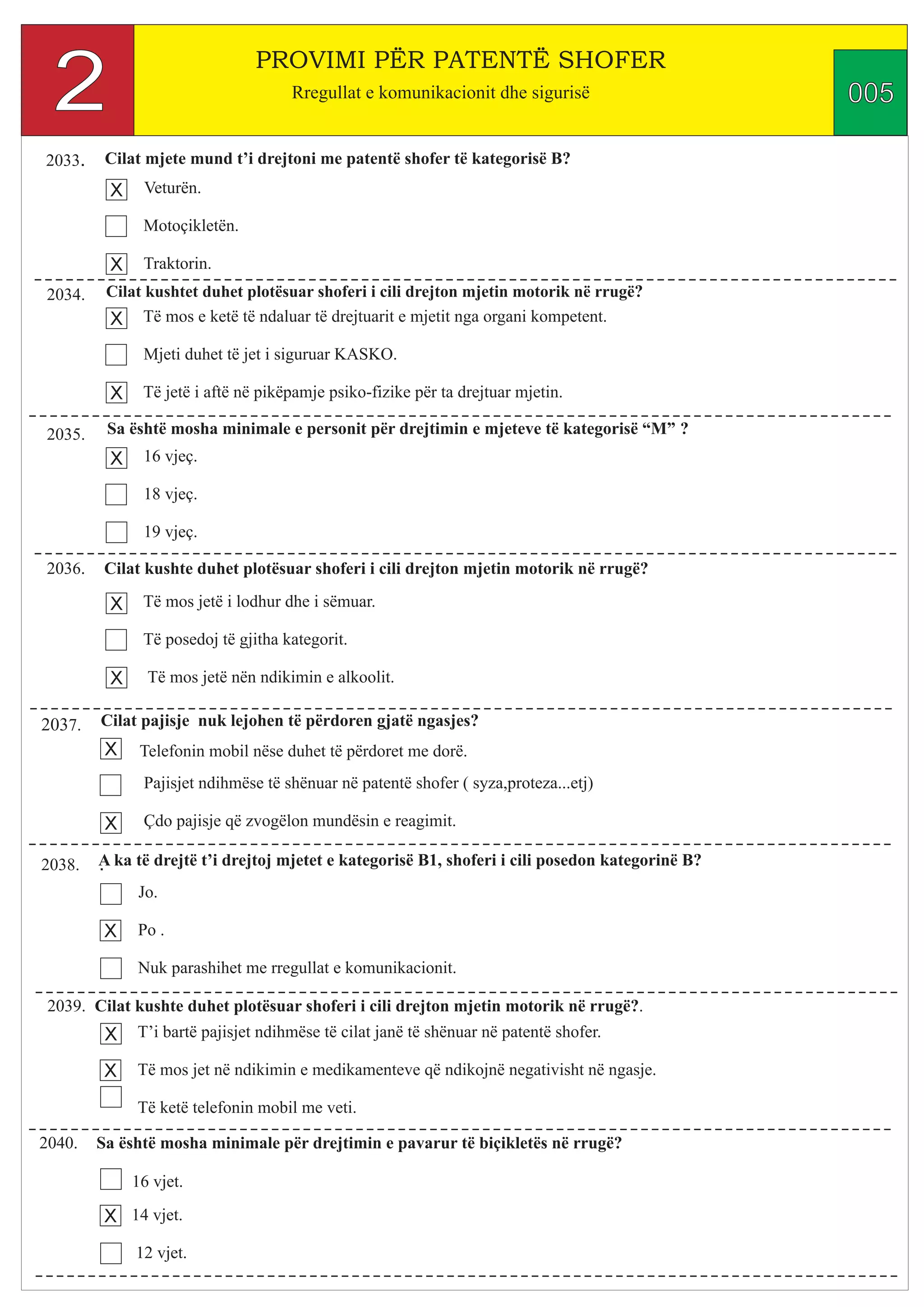 Autoshkolla (Pyetje - përgjigje) | PDF