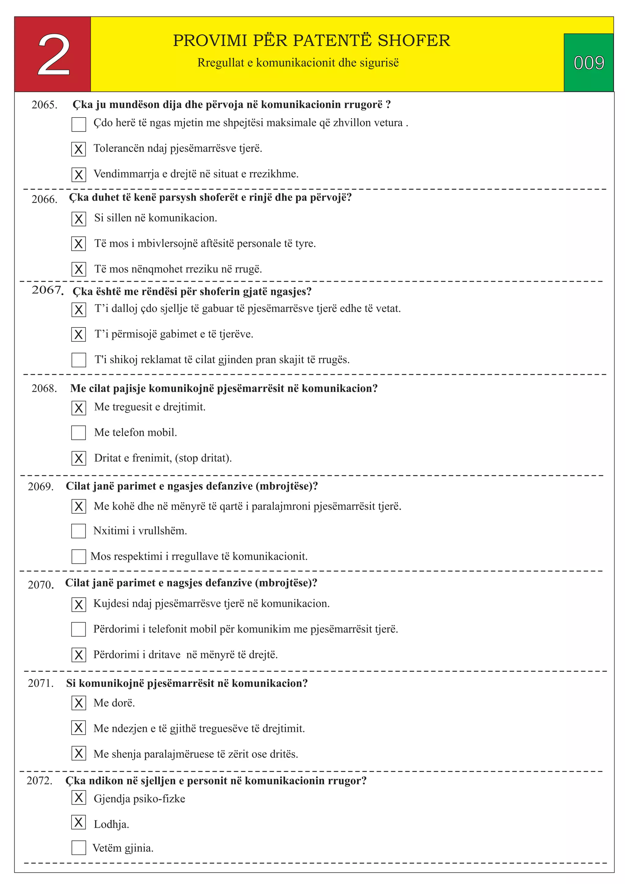 Autoshkolla (Pyetje - përgjigje) | PDF