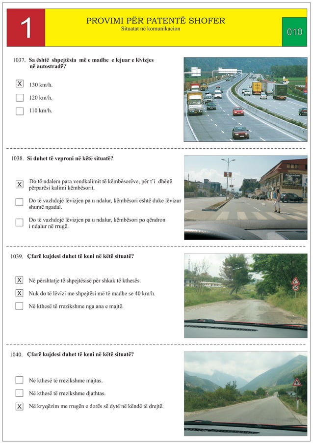 Autoshkolla (Pyetje - përgjigje) | PDF
