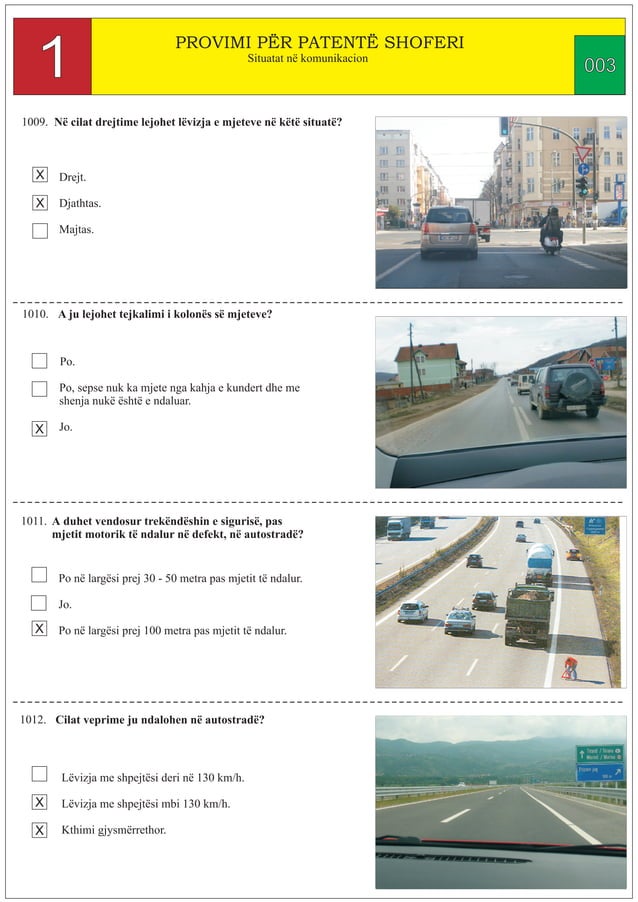 Autoshkolla (Pyetje - përgjigje) | PDF
