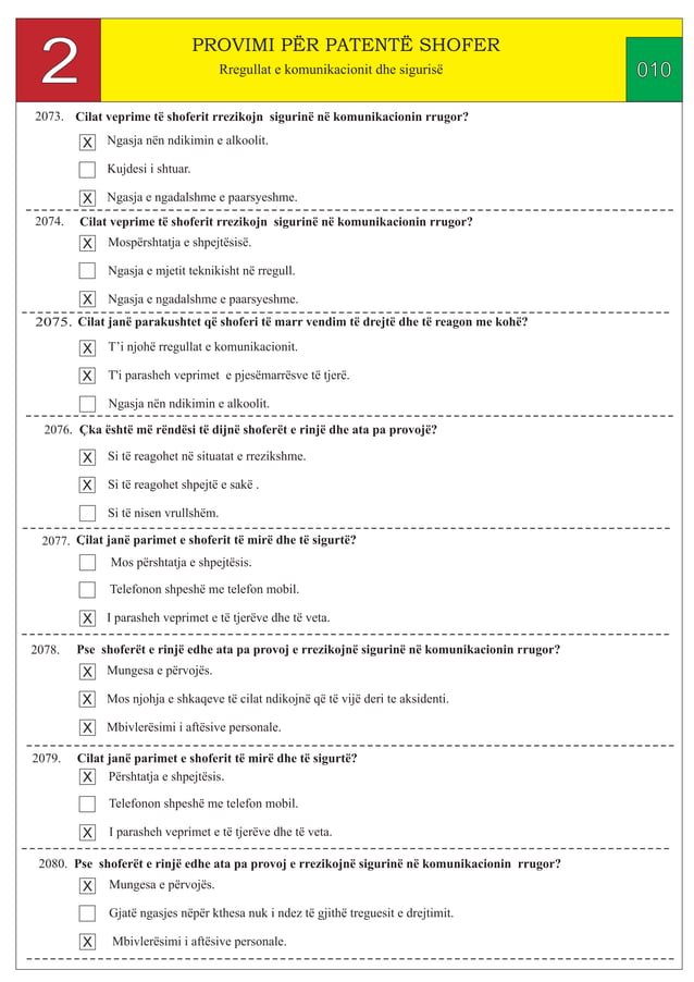 Autoshkolla (Pyetje - përgjigje) | PDF