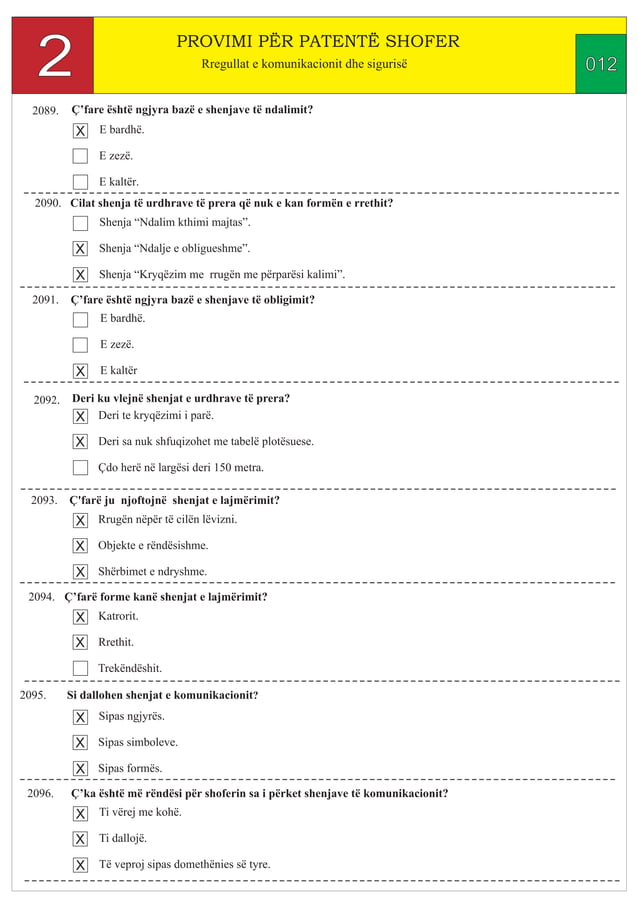 Autoshkolla (Pyetje - përgjigje) | PDF