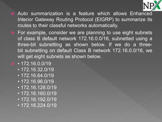 Auto summarization in EIGRP | PPTX | Computer Networking | Computing