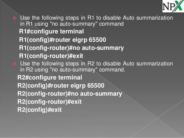 Auto Summarization In Eigrp