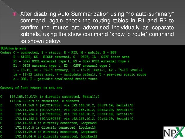 Auto Summarization In Eigrp