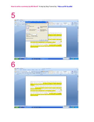 Auto summarizing by ms word. | PDF