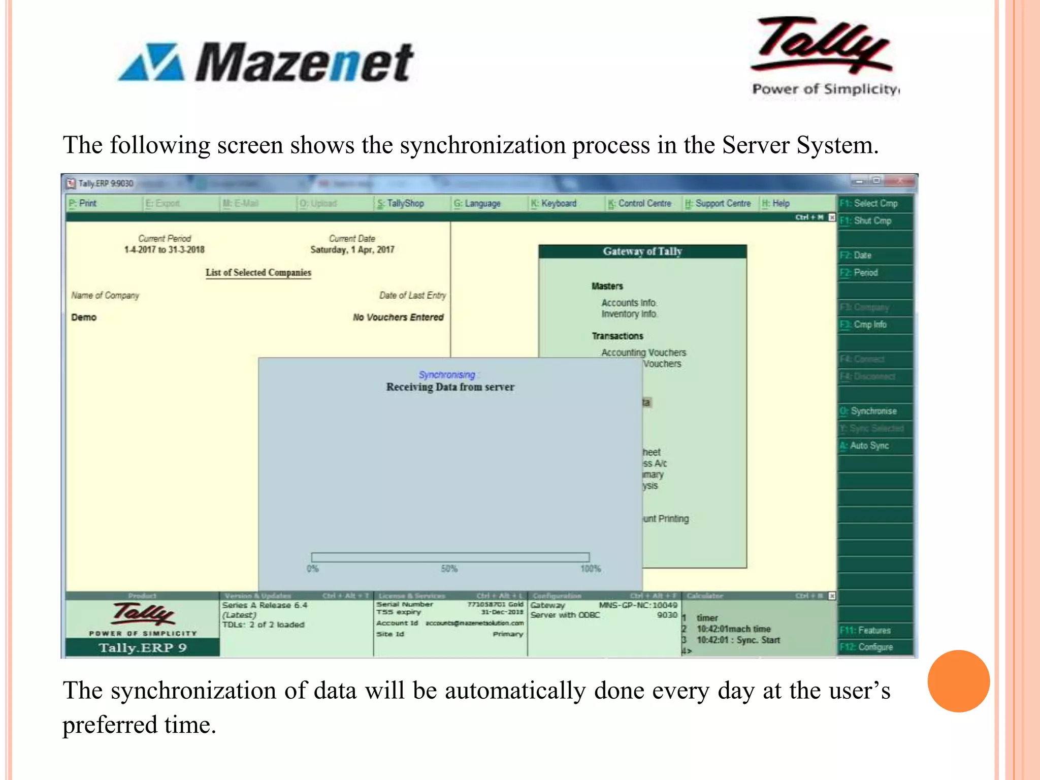 Auto synchronization | Tally Software | Mazenet Technologies | PPTX ...