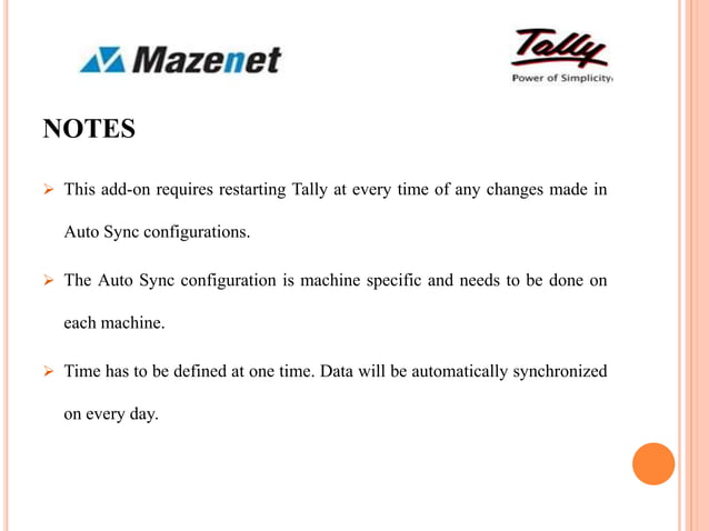 Auto synchronization in TALLY | PPT