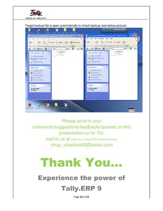 Auto Tally Backup Reference Manual | PDF