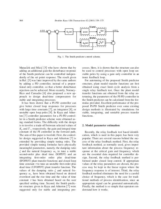Autotuning Of A New Pi Pd Smith Predictor Based On Time Domain Specif