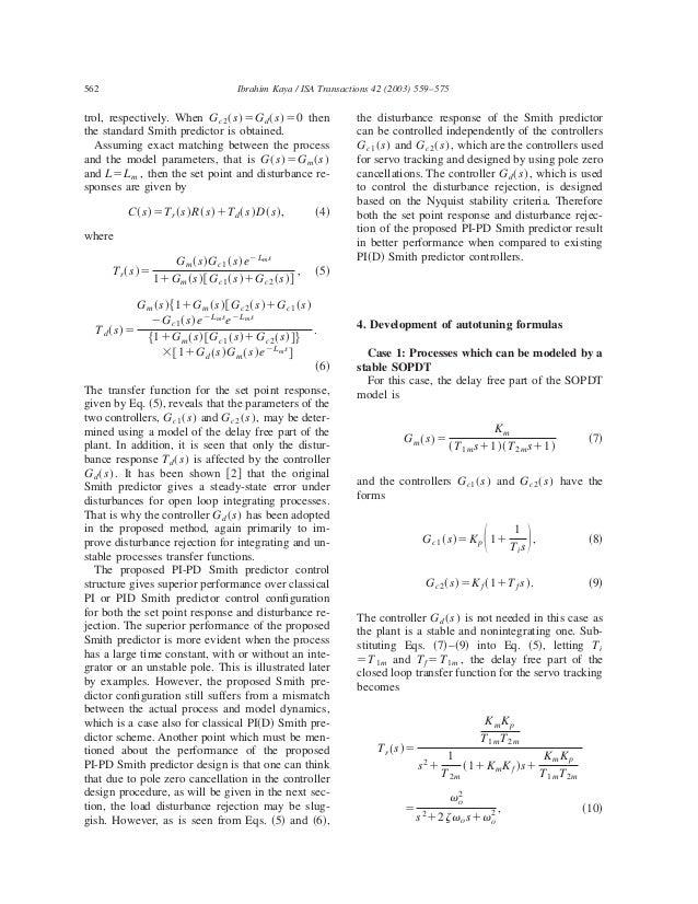 Autotuning Of A New Pi Pd Smith Predictor Based On Time Domain Specif