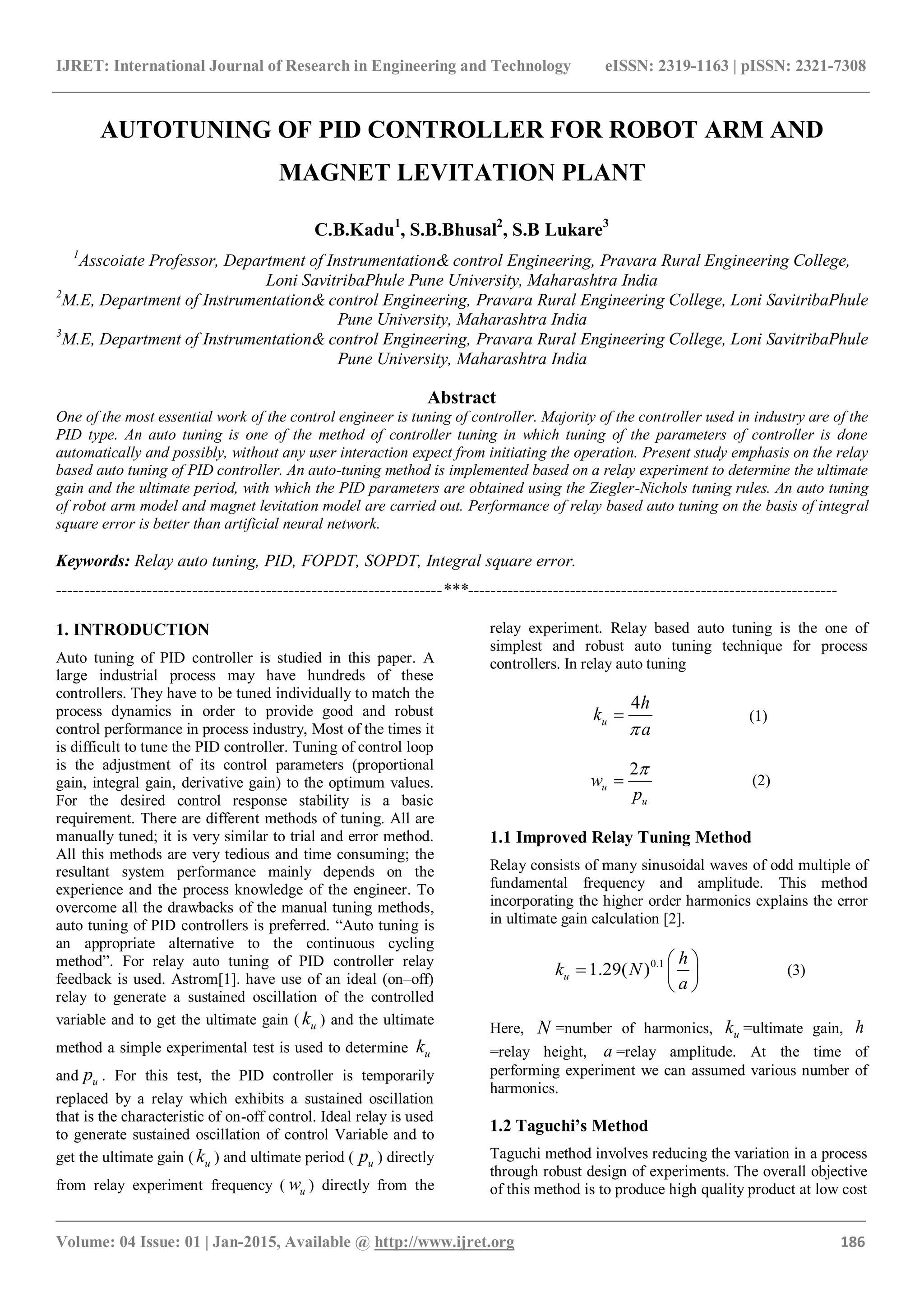 Autotuning Of Pid Controller For Robot Arm And Magnet Levitation Plant Pdf 