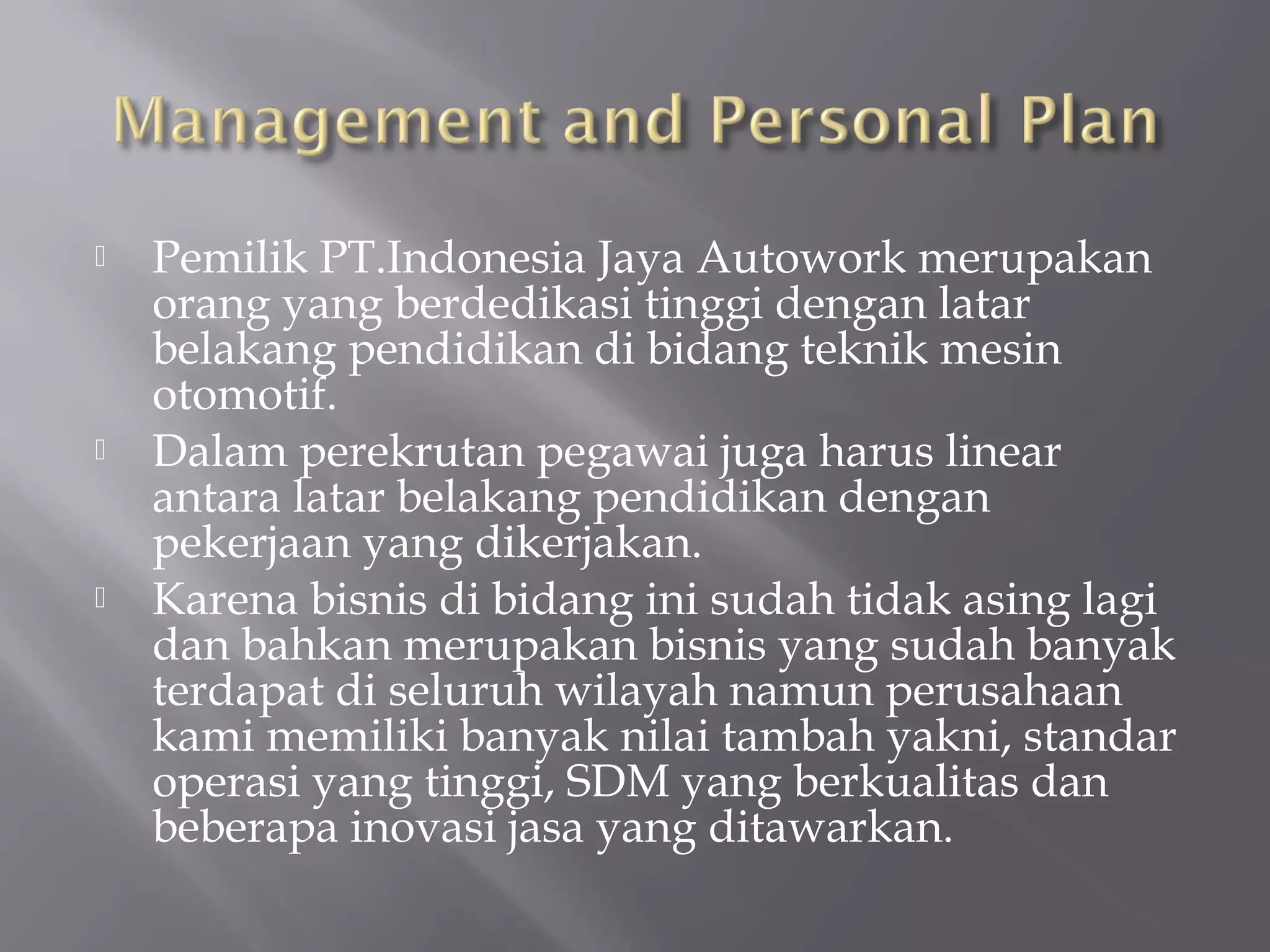 bisnis plan bengkel mobil | PPT