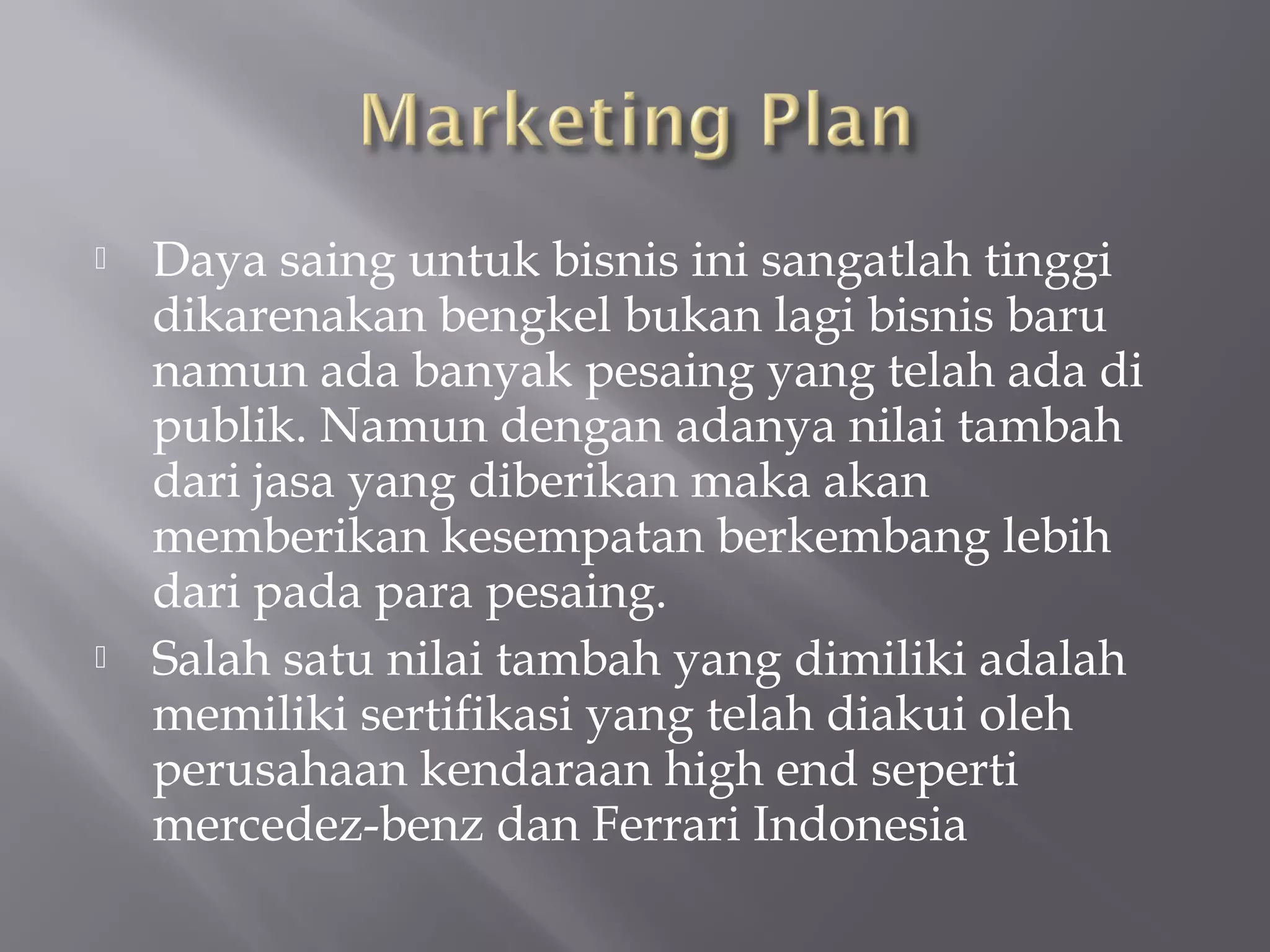 bisnis plan bengkel mobil | PPT