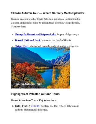 Hunza Autumn Tours. Pakistan Autumn Tour | PDF