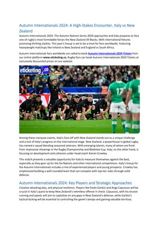 Autumn Internationals 2024 A High-Stakes Encounter, Italy vs New Zealand.pdf | Free Download