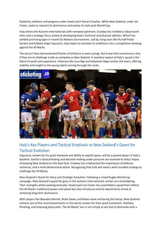 Autumn Internationals 2024 A High-Stakes Encounter, Italy vs New Zealand.pdf | Free Download