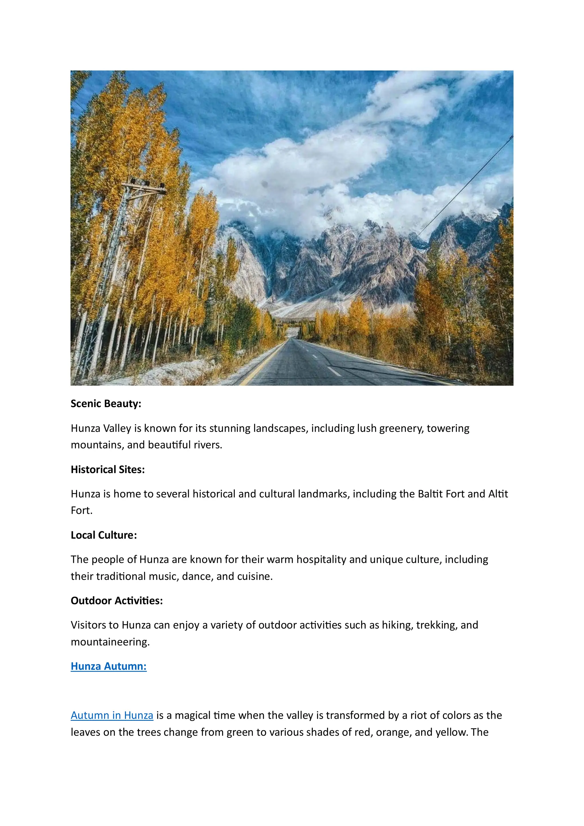 Autumn Season in Hunza 2026. Hunza Autumn Tours | PDF