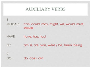 ESL AUXILIARIES & MAIN VERBS | PPT