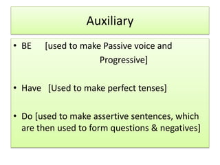 Auxiliaries, modals, gerunds, participles, infinitives | PPTX
