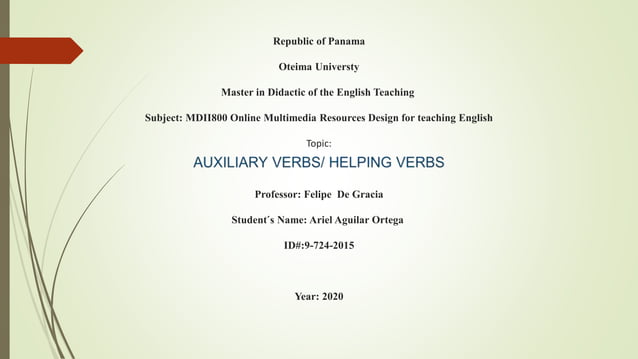 Main Auxiliary Verbs | PPTX | Programming Languages | Computing