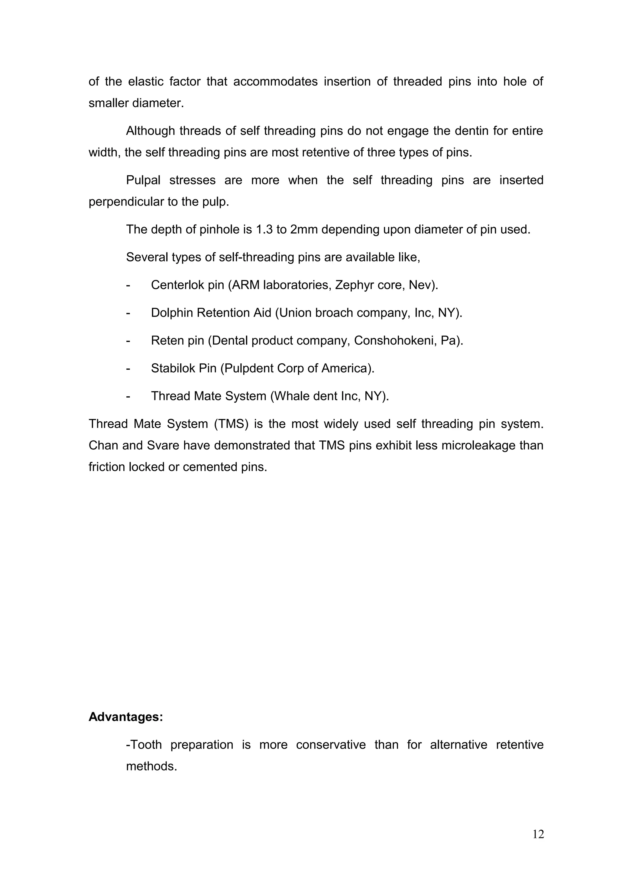 Auxillary methods of retention in class ii dental amalgam restorations ...