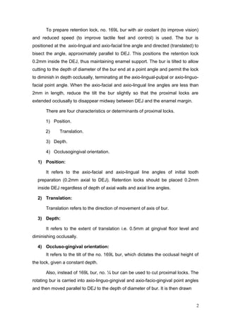 Auxillary methods of retention in class ii dental amalgam restorations ...